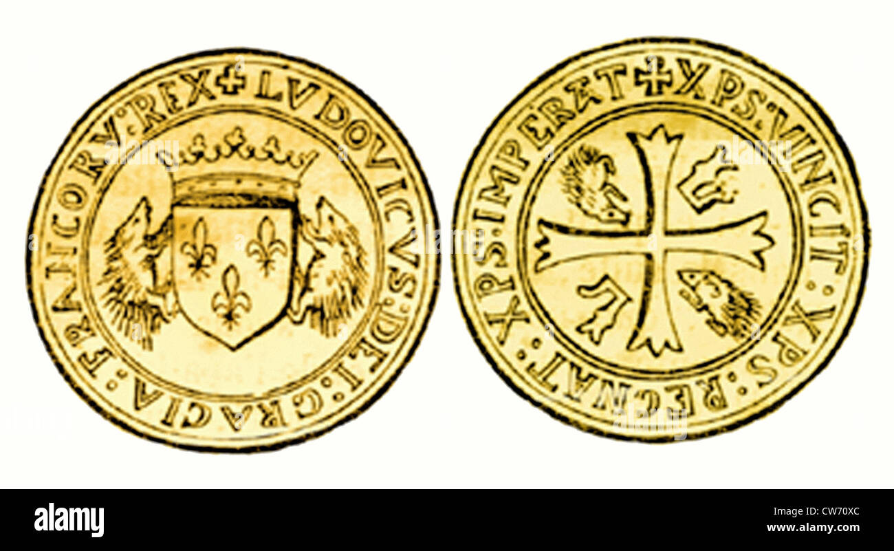 Gold guilder from the reign of Louis VI Stock Photo - Alamy