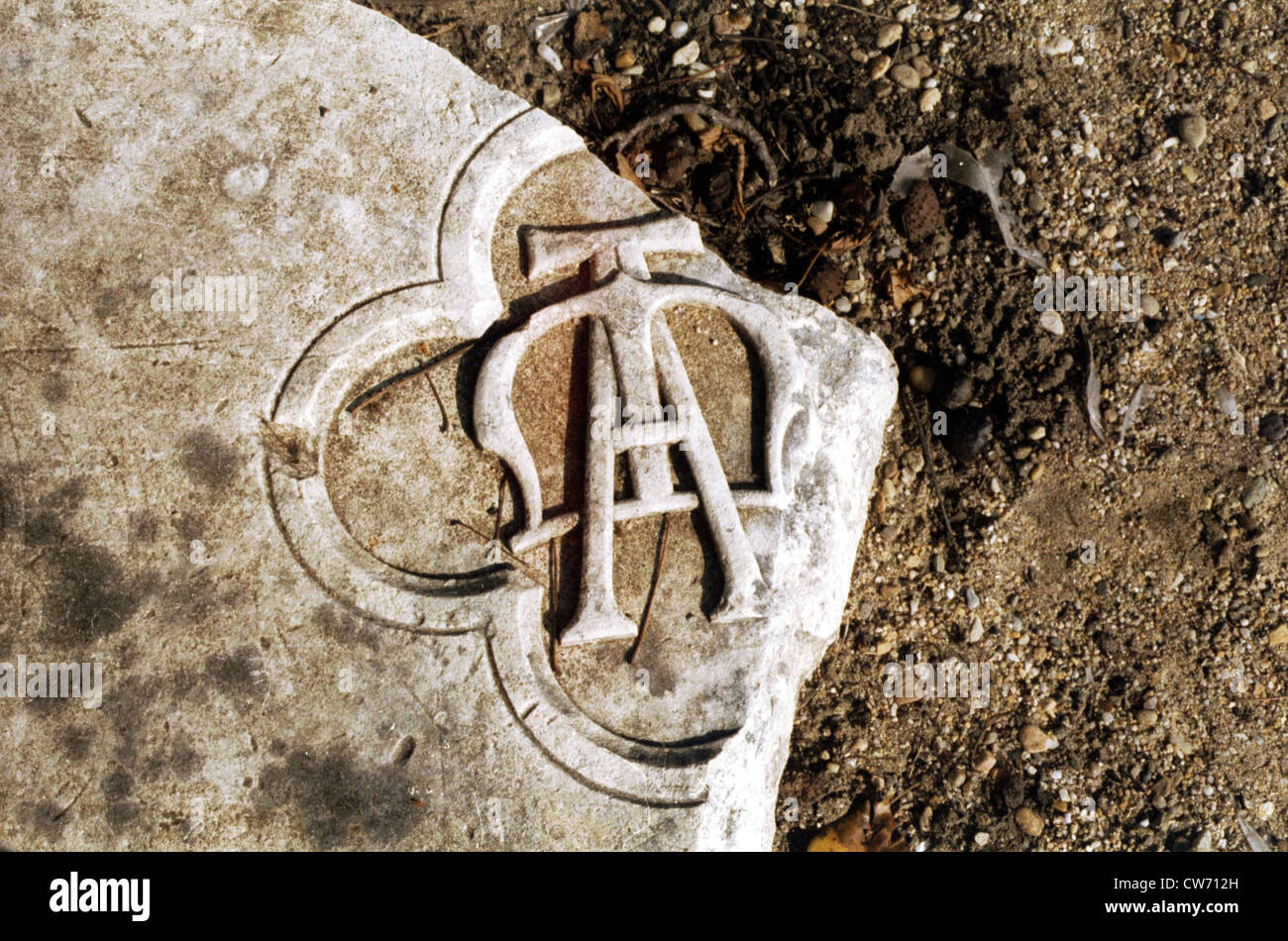 Symbols of architecture - Alpha, Omega and Compass Stock Photo - Alamy