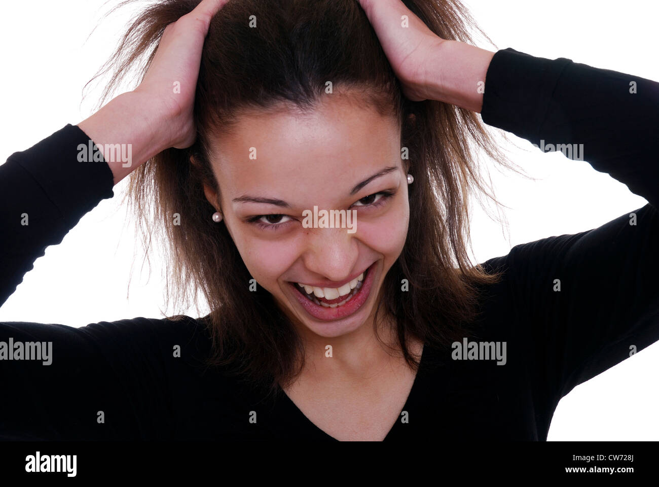 beautiful woman having fun, laughing into the camera Stock Photo - Alamy