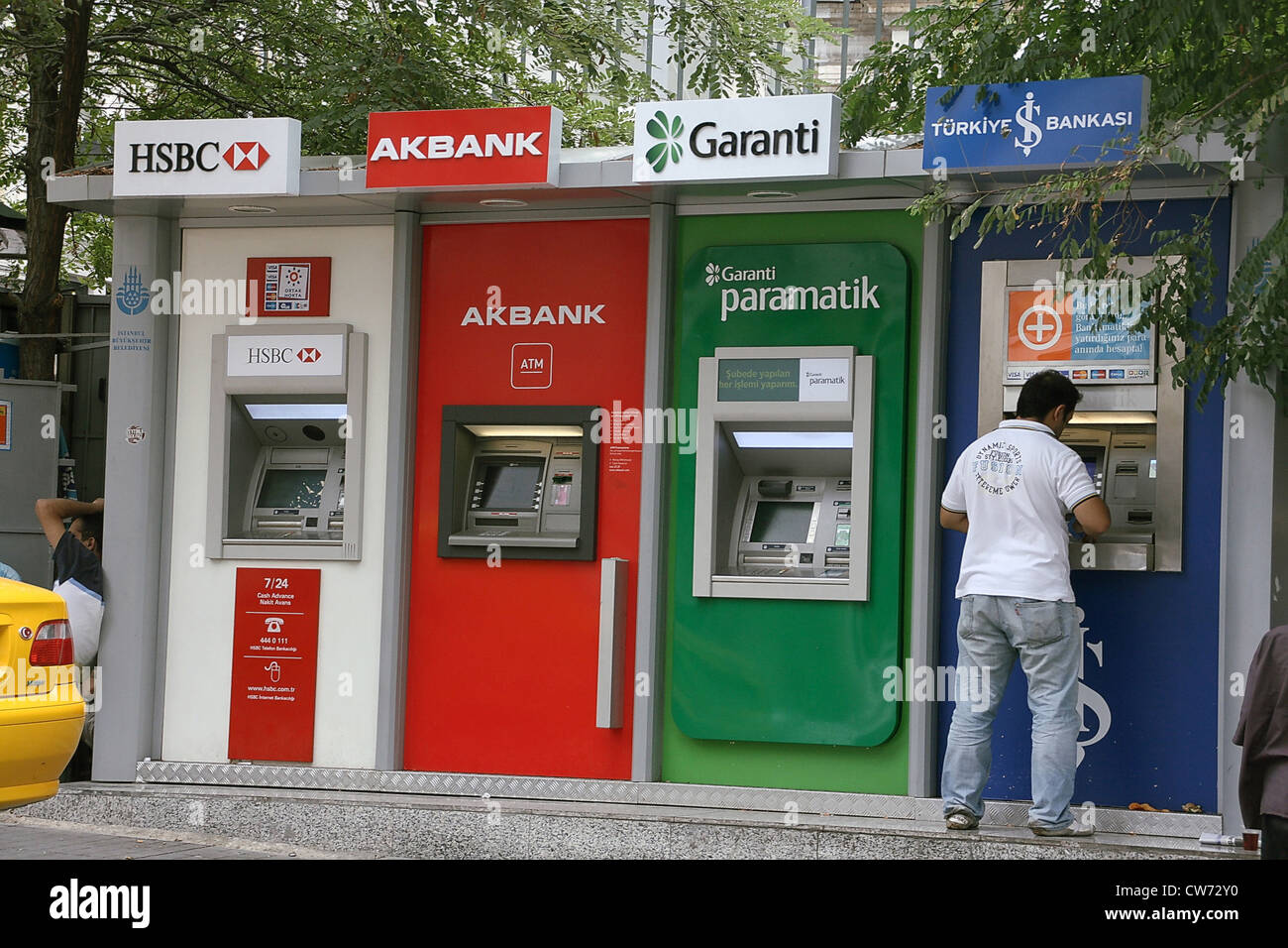 cash dispensers of different banks in Istanbul, Turkey, Istanbul Stock ...