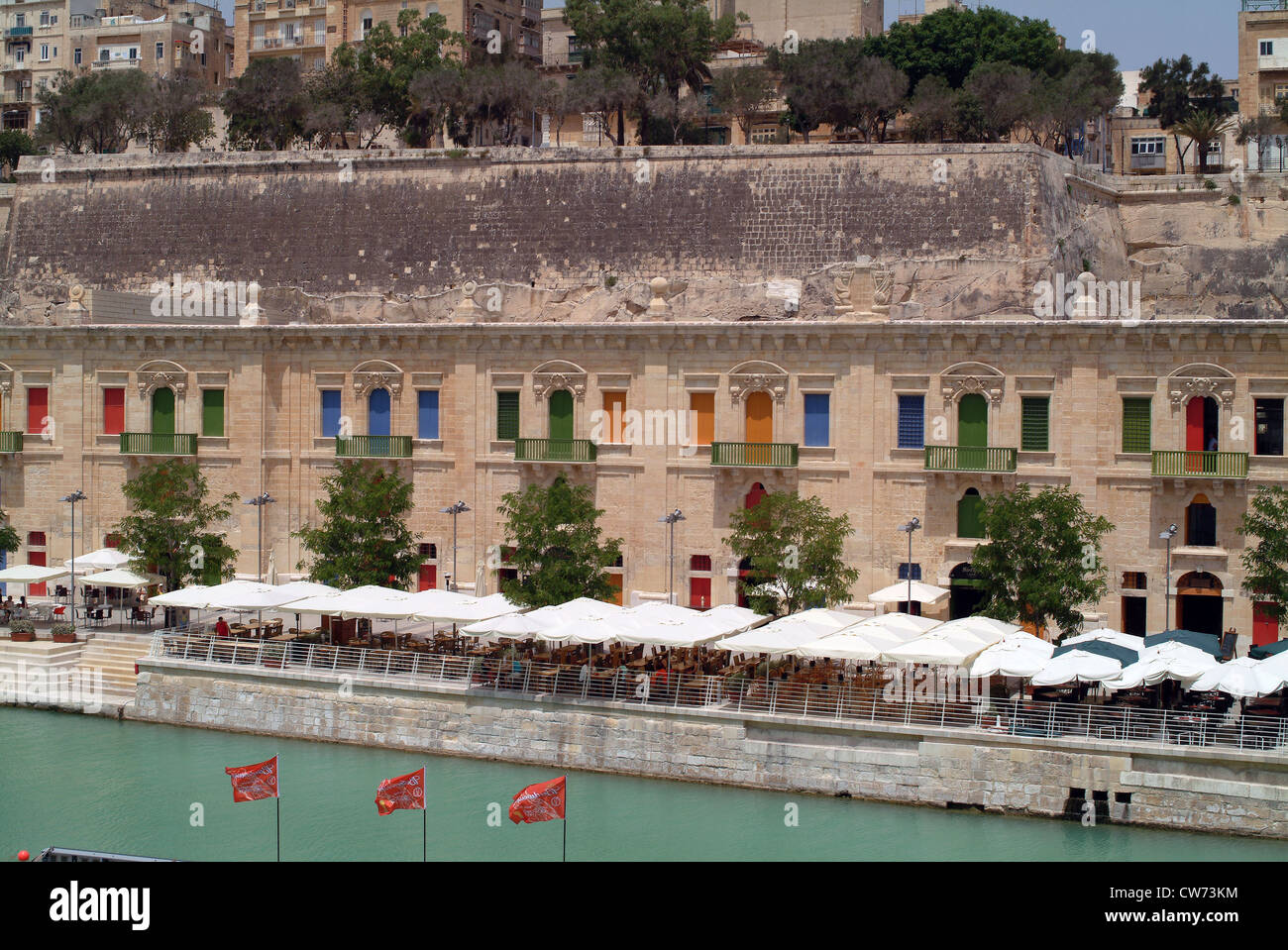 Quayside cafe Cruise Terminal Valletta Harbour area Malta Stock Photo ...
