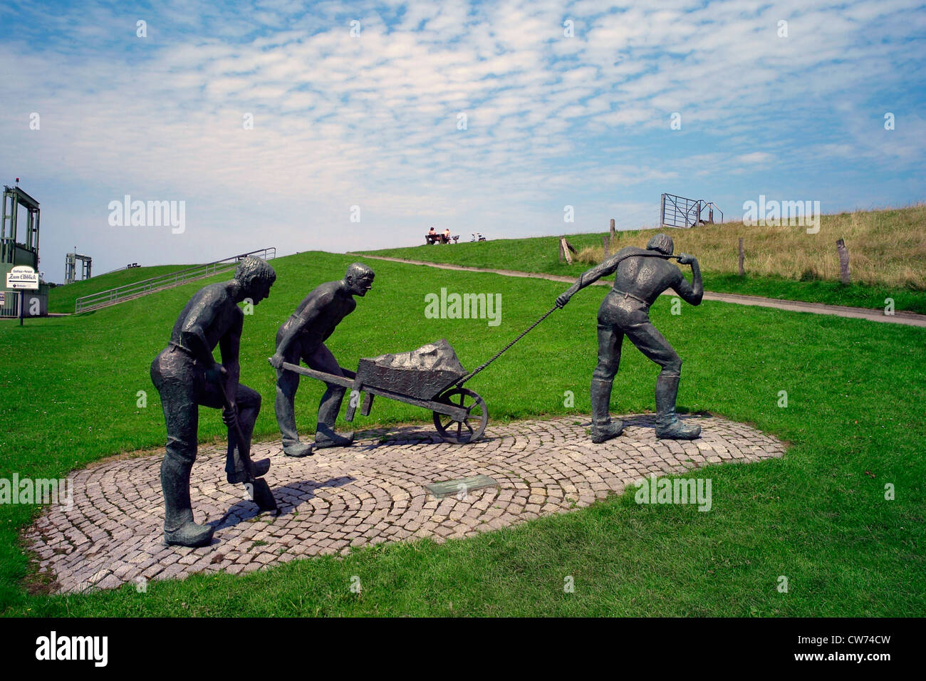 dyking sculpture at dyke in Otterndorf, Germany, Lower Saxony, Cuxhaven ...