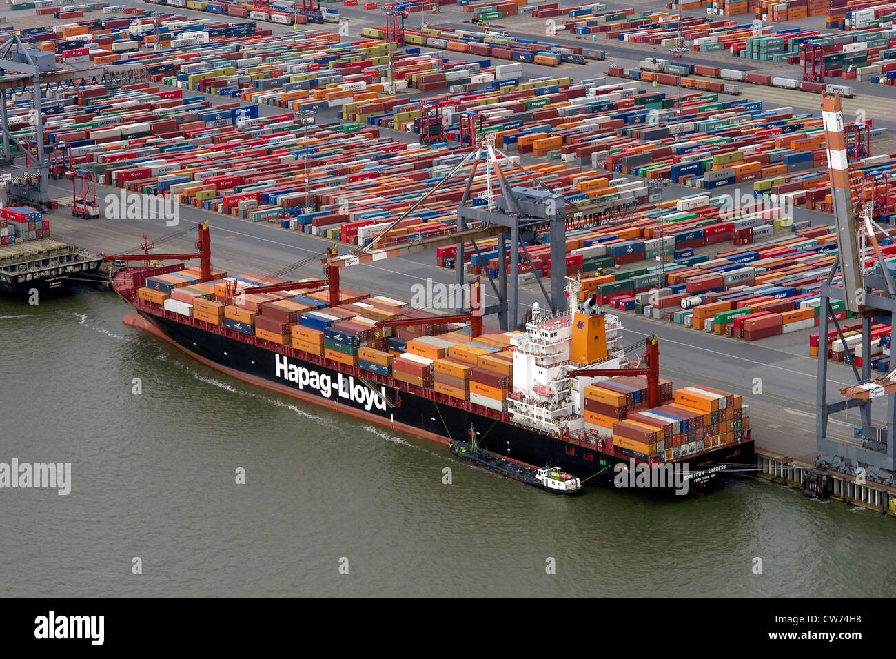 cargo ship in container harbour of Bremerhaven, Germany, Bremerhaven ...