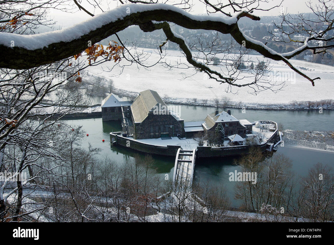 hydroelectric power station Hohenstein at Ruhr river in Witten in ...