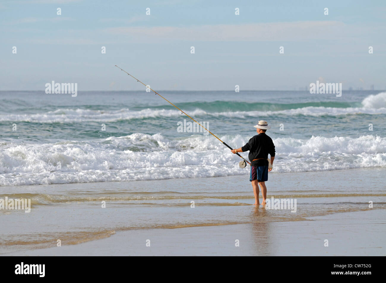 angler at the beach, Australia, Queensland Stock Photo - Alamy