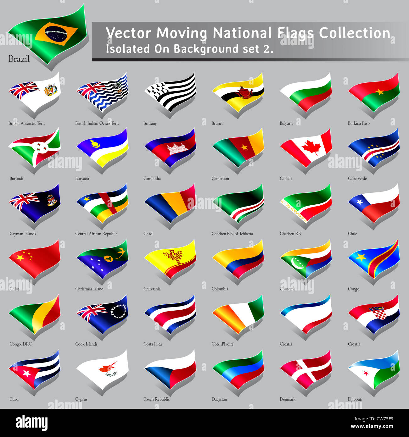 moving National Flags of the world isolated set 2 Stock Photo - Alamy