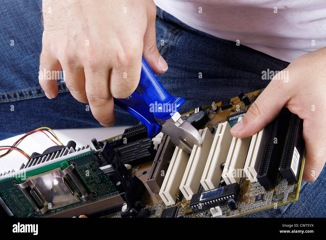 man reparing a PC Stock Photo - Alamy