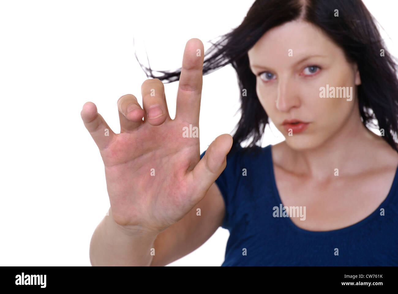 Woman is calling attention Stock Photo - Alamy