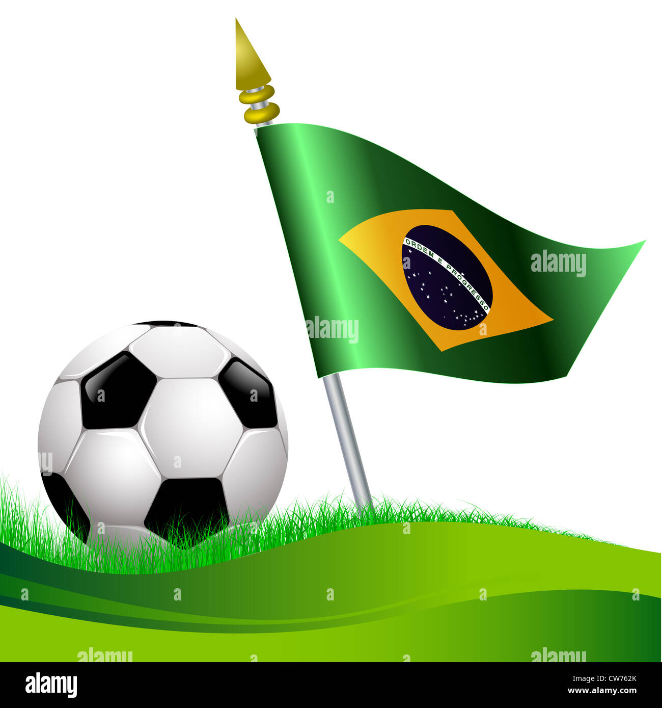 soccer football with Brazil flag waving at background Stock Photo - Alamy