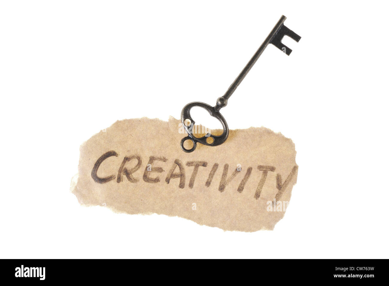 Old key and creativity word isolated on white background Stock Photo ...