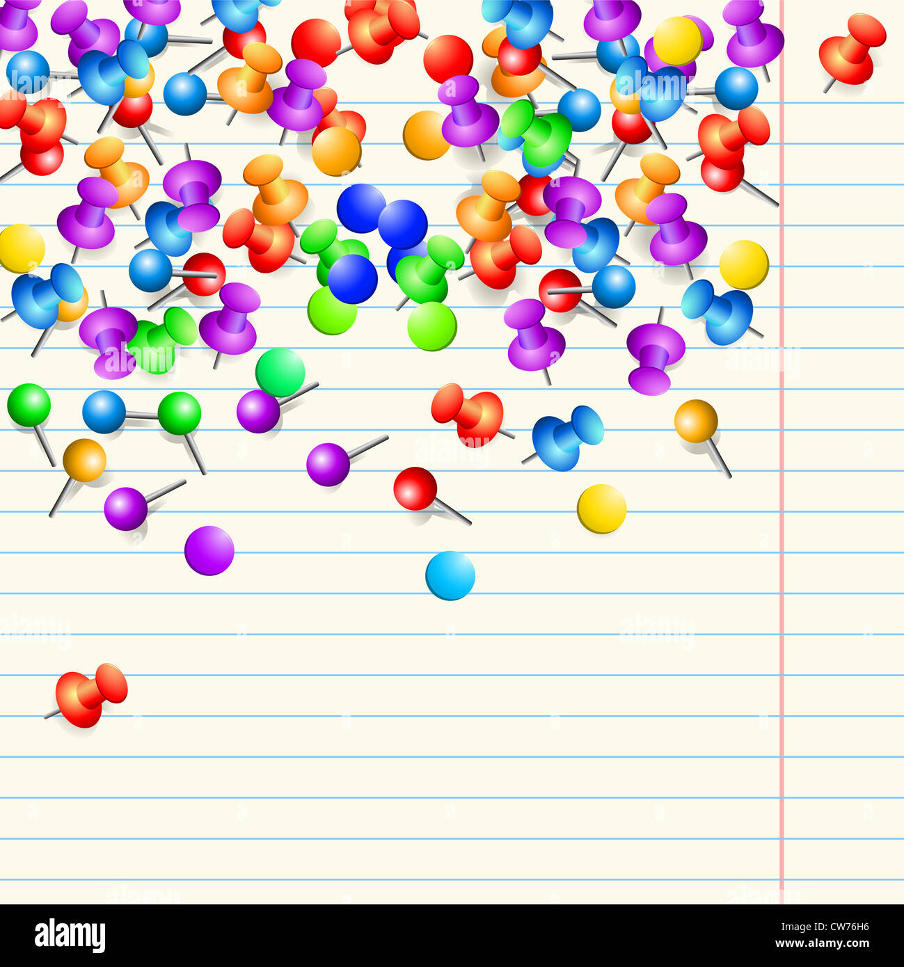colorful of various pushpins on line note background Stock Photo - Alamy