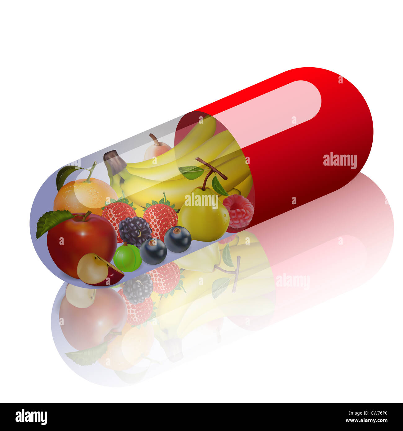 illustration of fruits in capsule concept vitamin from fruit Stock ...
