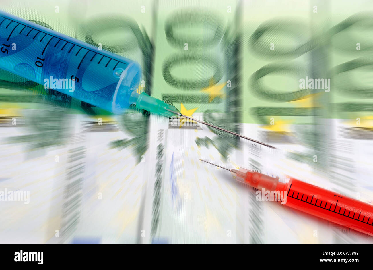 cash injection, syringe and Euro bank notes Stock Photo - Alamy