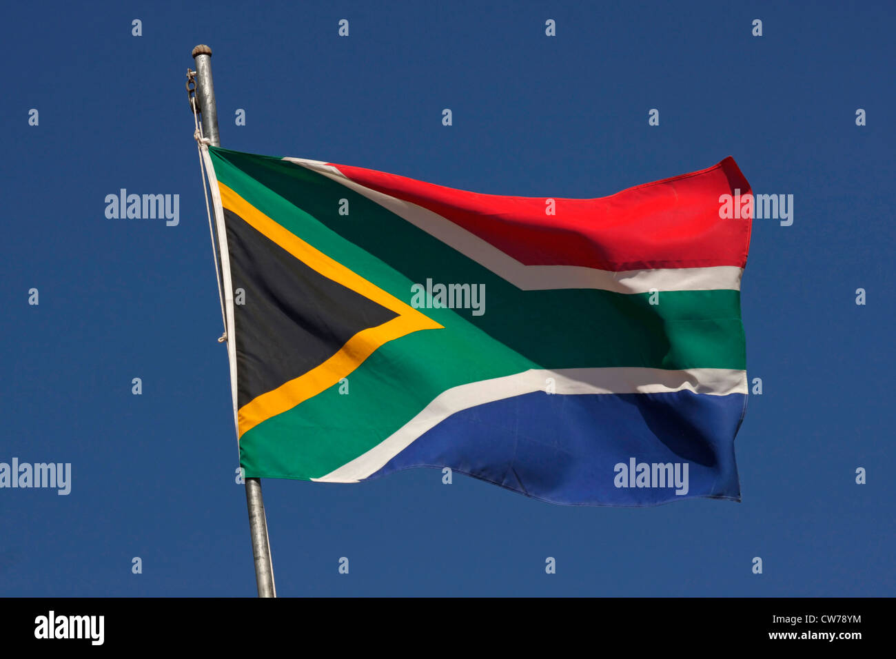 South Afrikan flag aganst blue sky, South Africa Stock Photo - Alamy