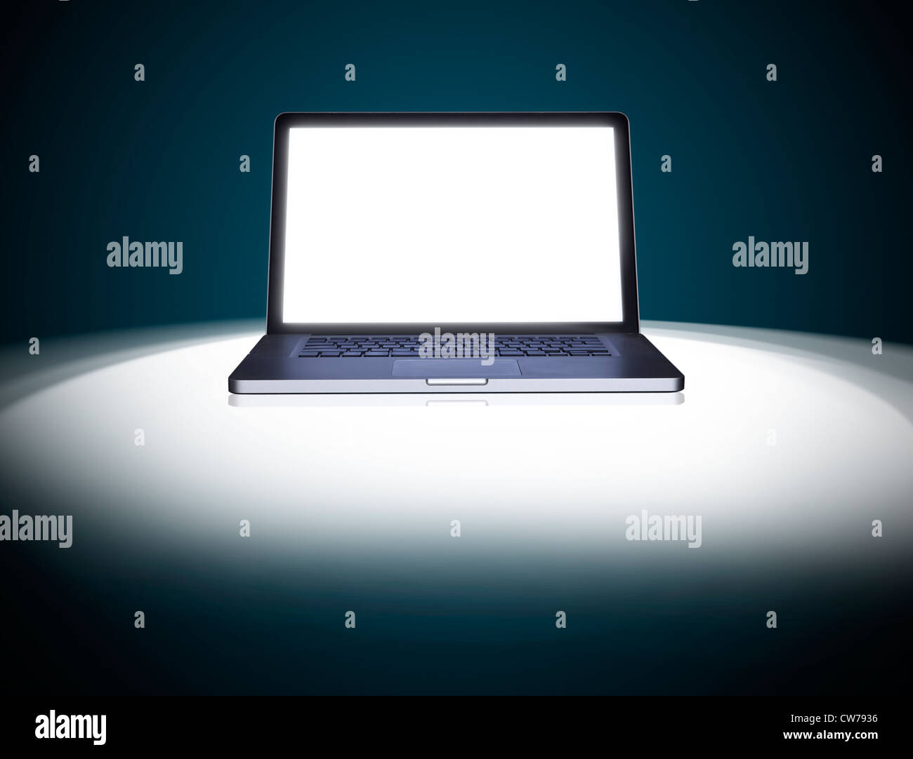 empty Laptop on dark background Stock Photo - Alamy