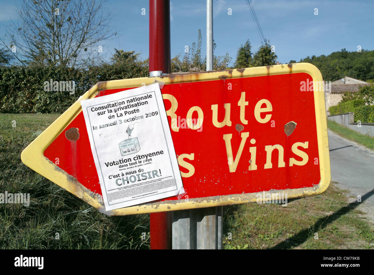 Advert on a road sign Stock Photo - Alamy