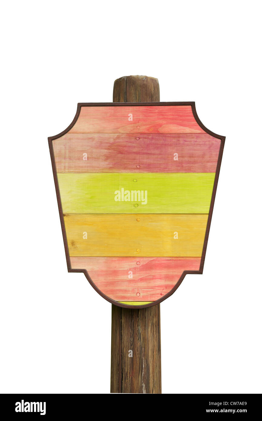 blank colored wooden sign on white background (path inside Stock Photo ...