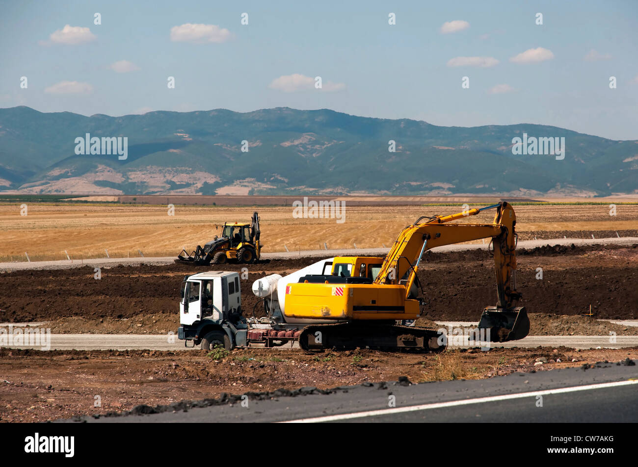 Support activities for the construction of a highway. Road under ...