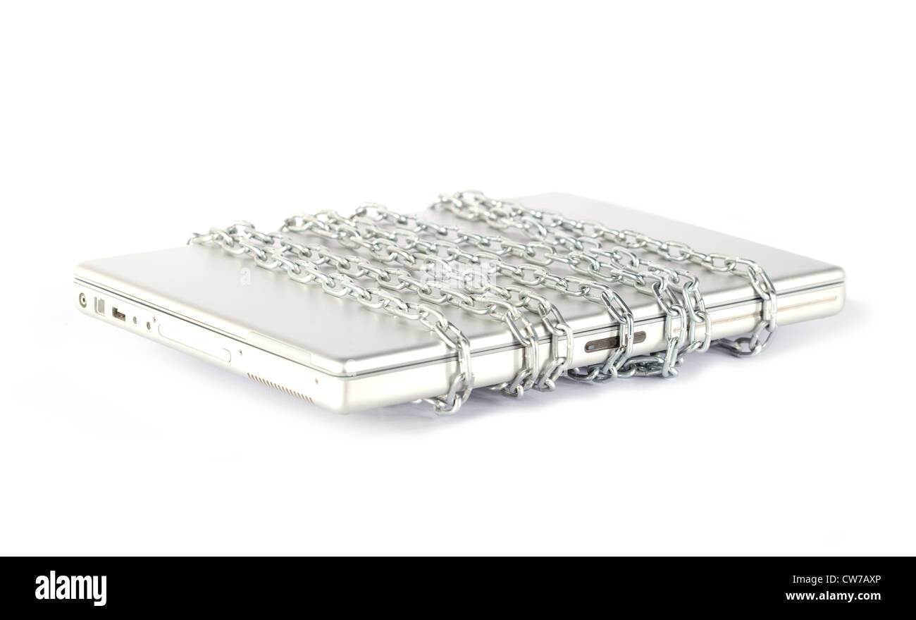 Computer security concept with laptop and chain Stock Photo - Alamy