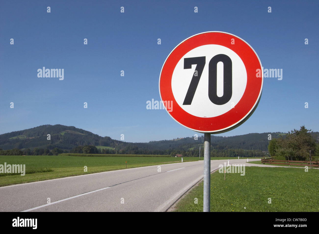 Traffic sign 70 kmh speed hi-res stock photography and images - Alamy
