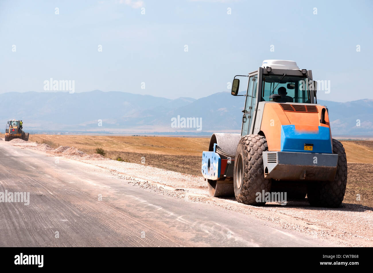 Support activities for the construction of a highway. Road under ...