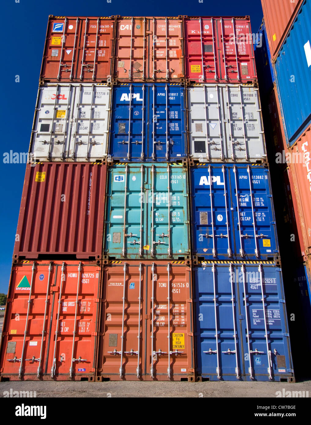 containers in a harbour of Vienna, Austria, Alberner Hafen Stock Photo ...