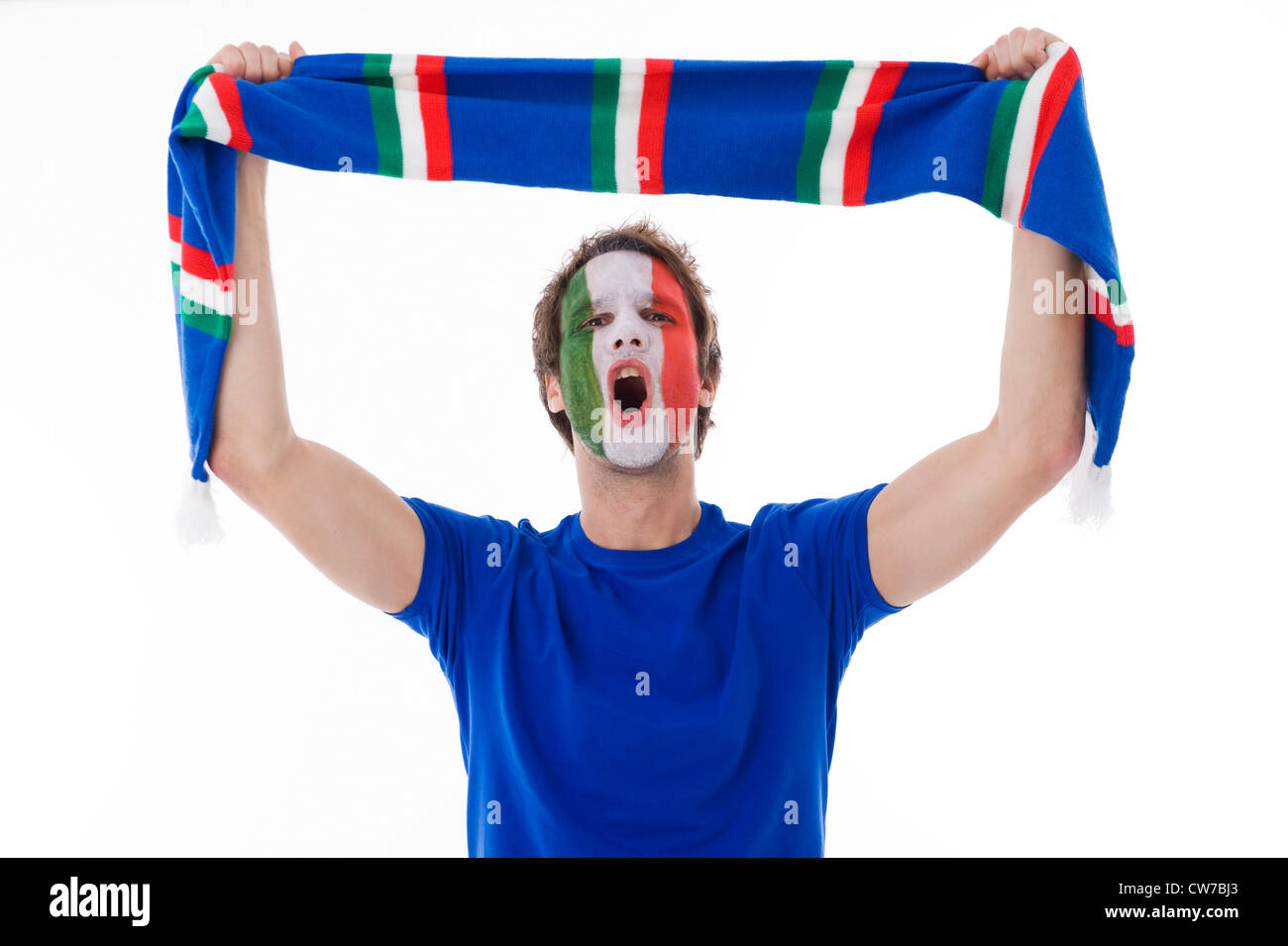 italian soccer fan with fan scarf Stock Photo - Alamy