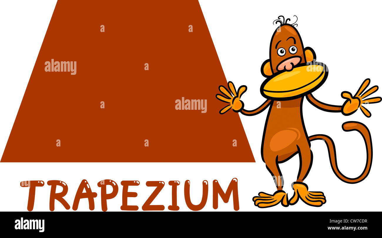 Cartoon Illustration of Trapezium or Trapezoid Basic Geometric Shape ...