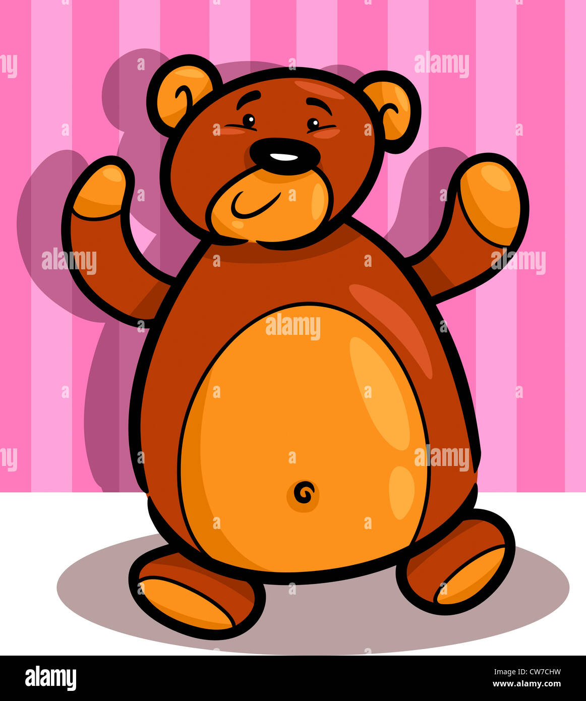 Cartoon Illustration of Cute Teddy Bear Toy in Children's Room Stock ...
