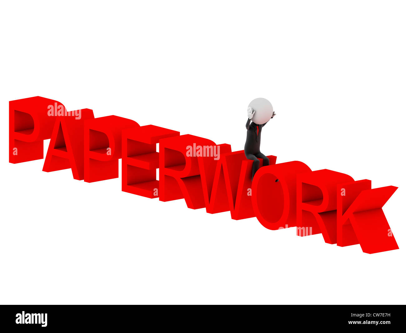 Paperwork. 3d illustration of human character Stock Photo - Alamy