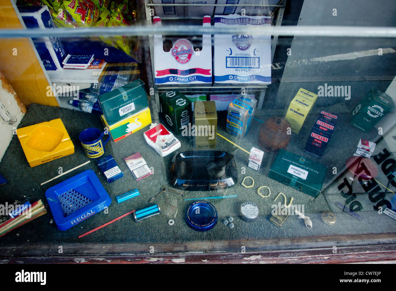 tobacconist newsagent - confectioner sold lose tobacco Window display ...
