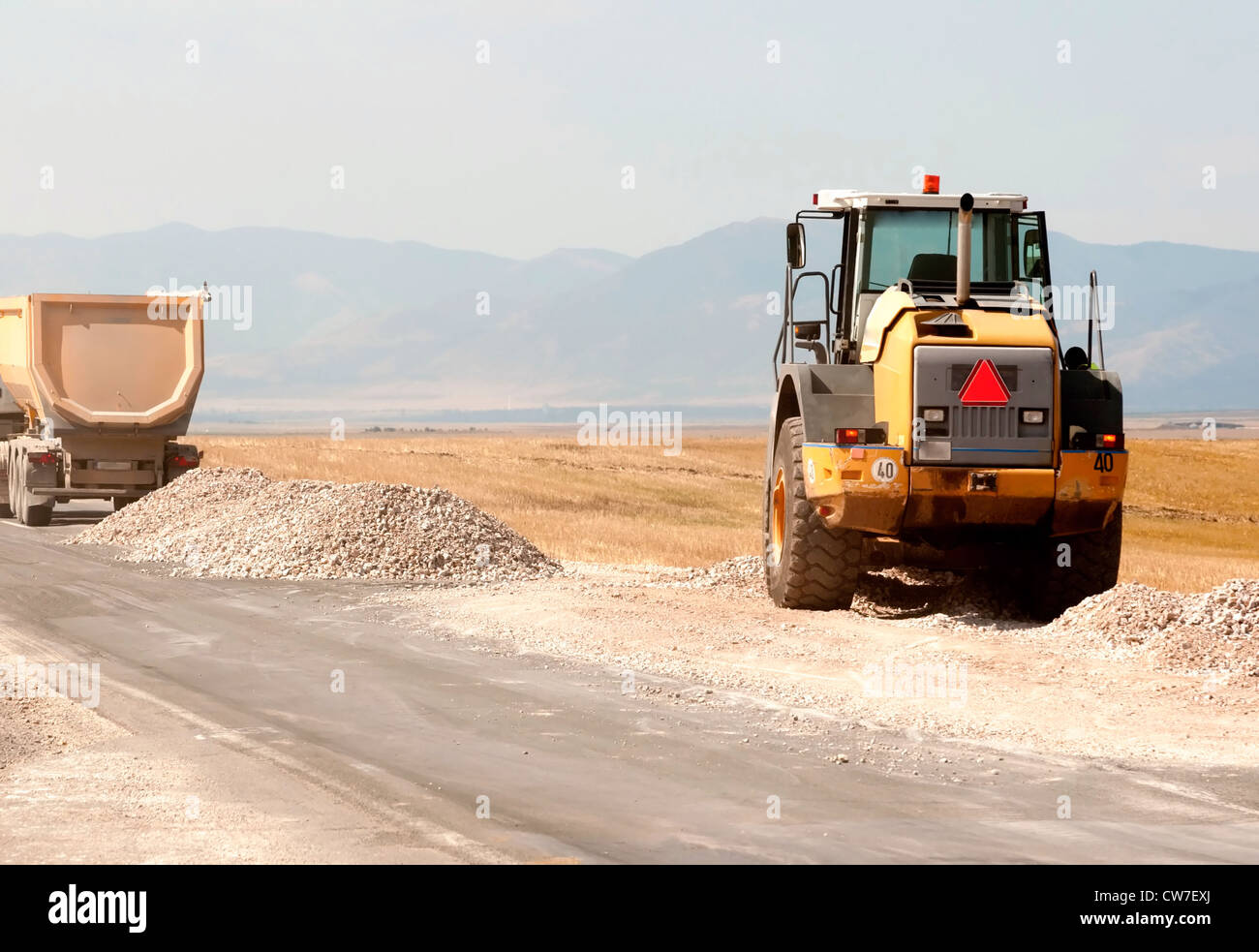 Support activities for the construction of a highway. Road under ...