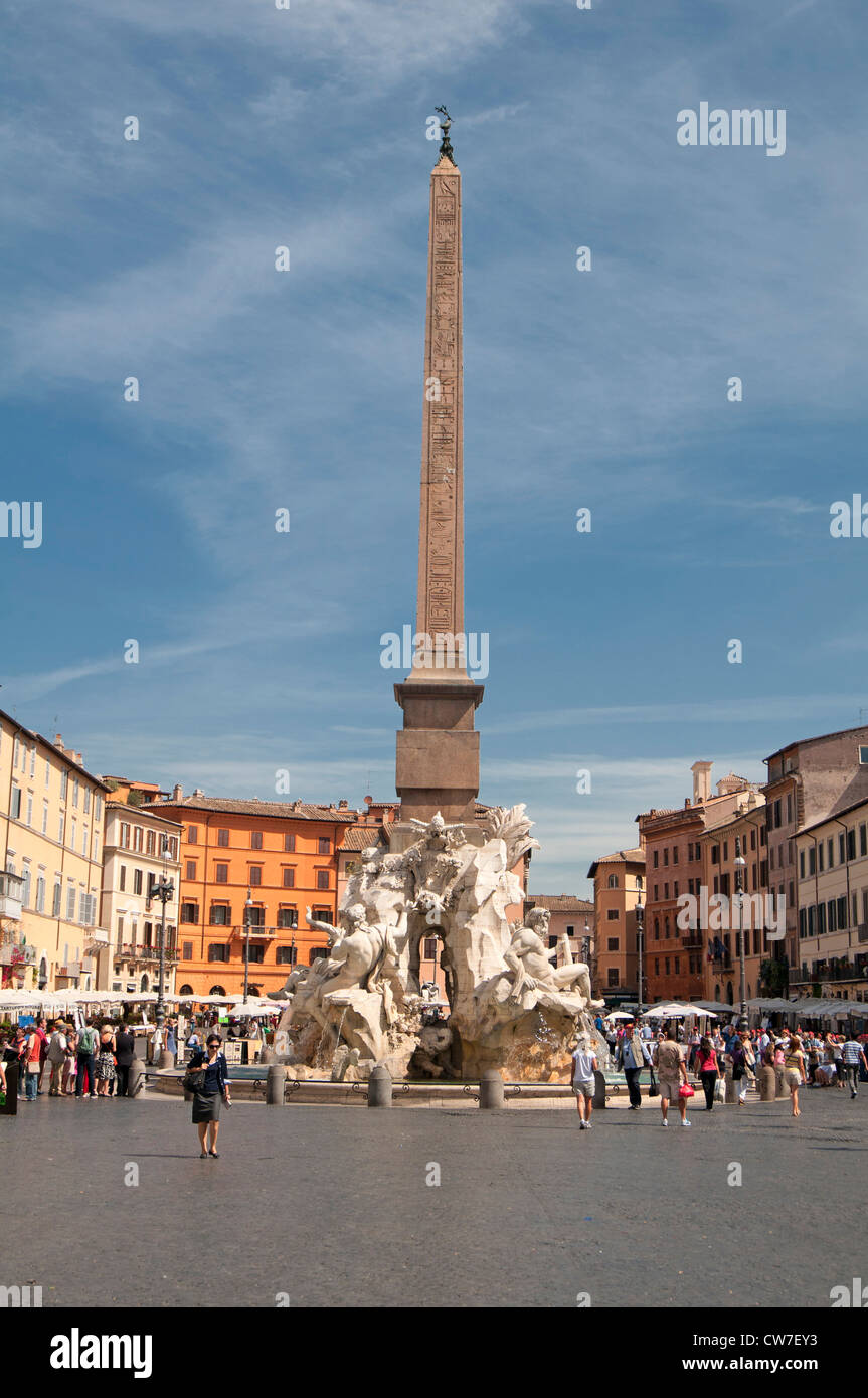 Fountain of the four Rivers Egyptian Obelisk, Piazza Navona, Rome ...