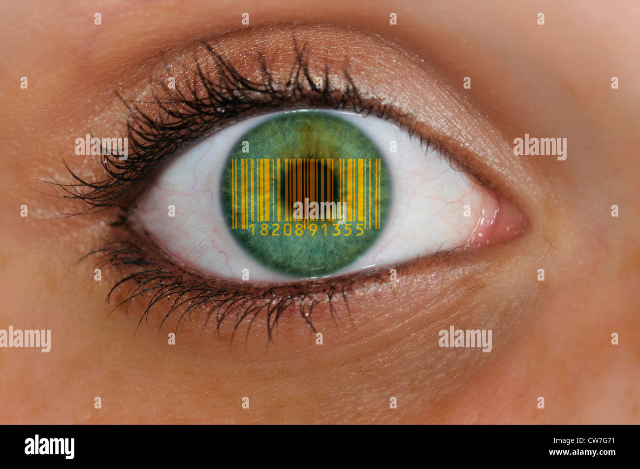 eye with barcode, symbol transparent customer Stock Photo - Alamy