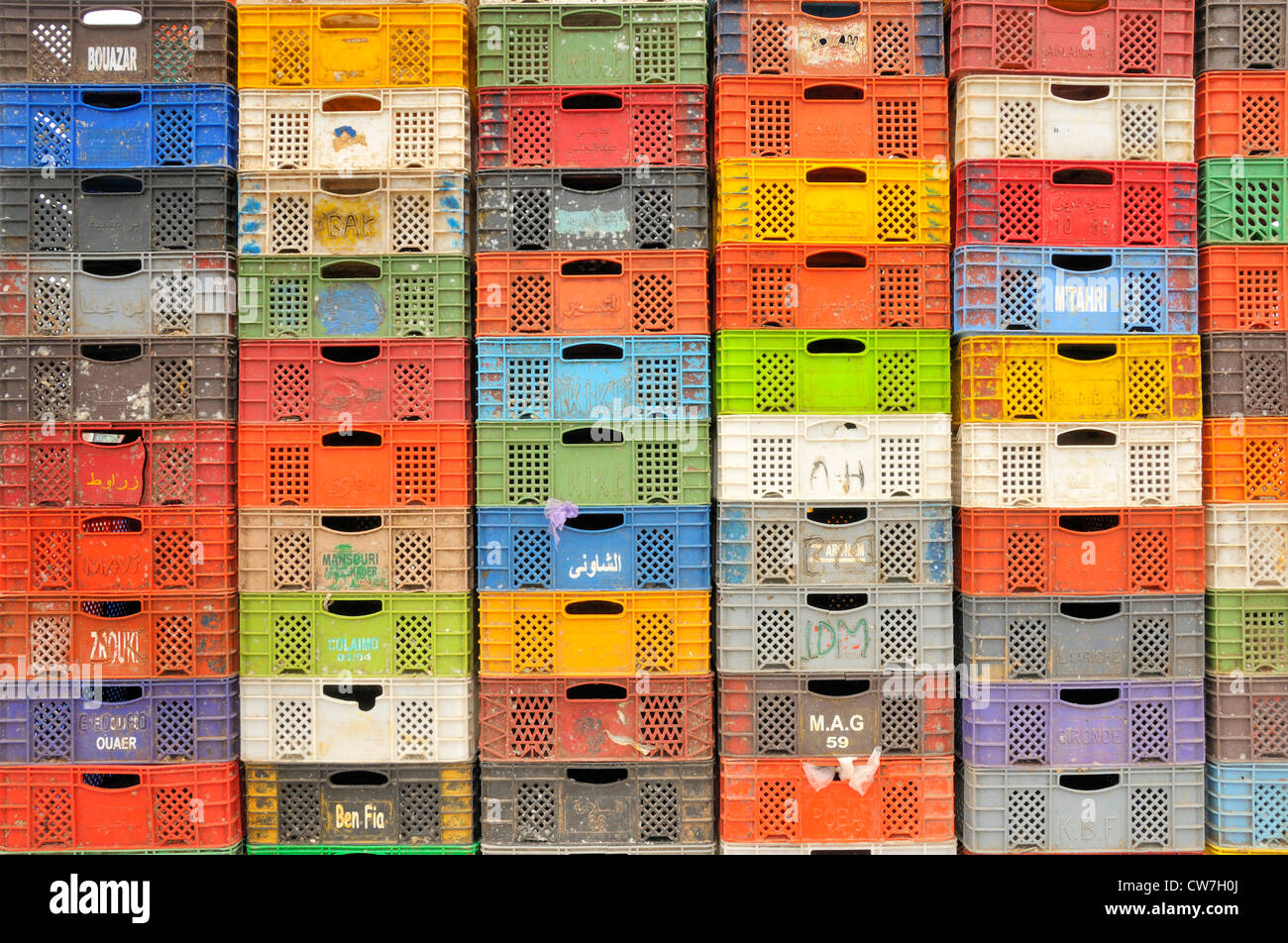 Stacked plastic fish boxes hi-res stock photography and images - Alamy