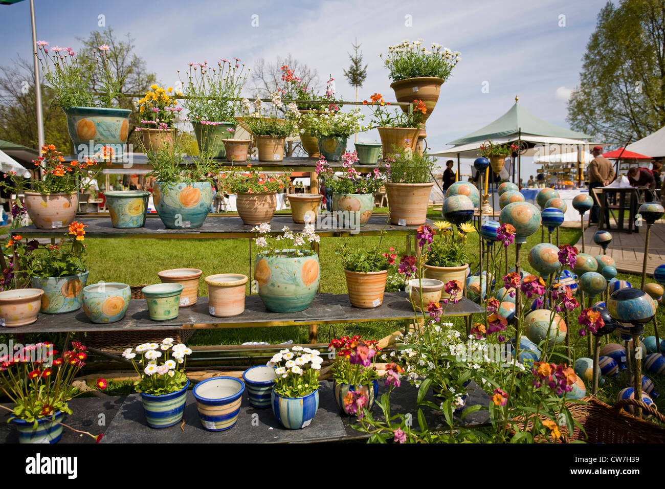pottery market, colourful pottery, Germany, Bavaria, Diessen am ...