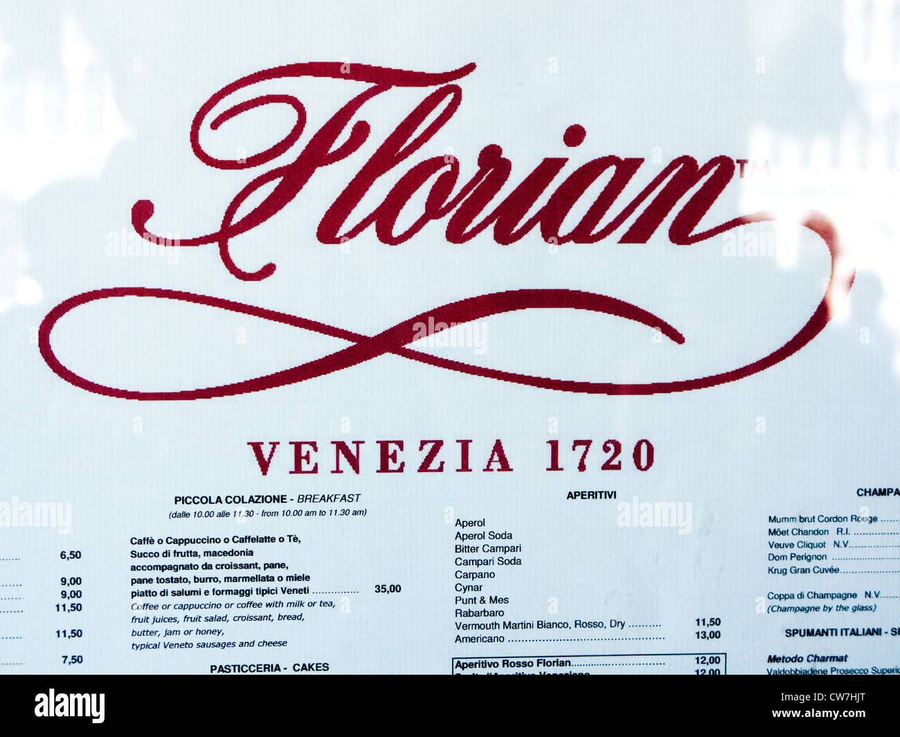 Cafe florian menu hi-res stock photography and images - Alamy