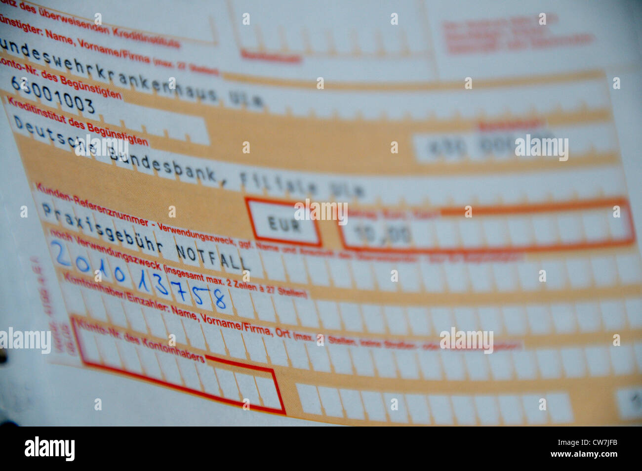 Money transfer form for medical fees hi-res stock photography and ...