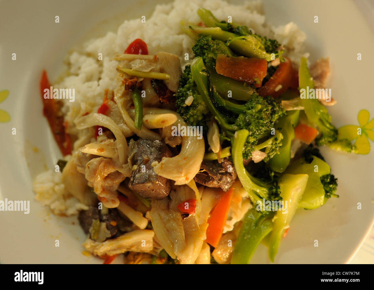 Khao rad keang (Thai fast food) , food court , bangkok, thailand Stock ...