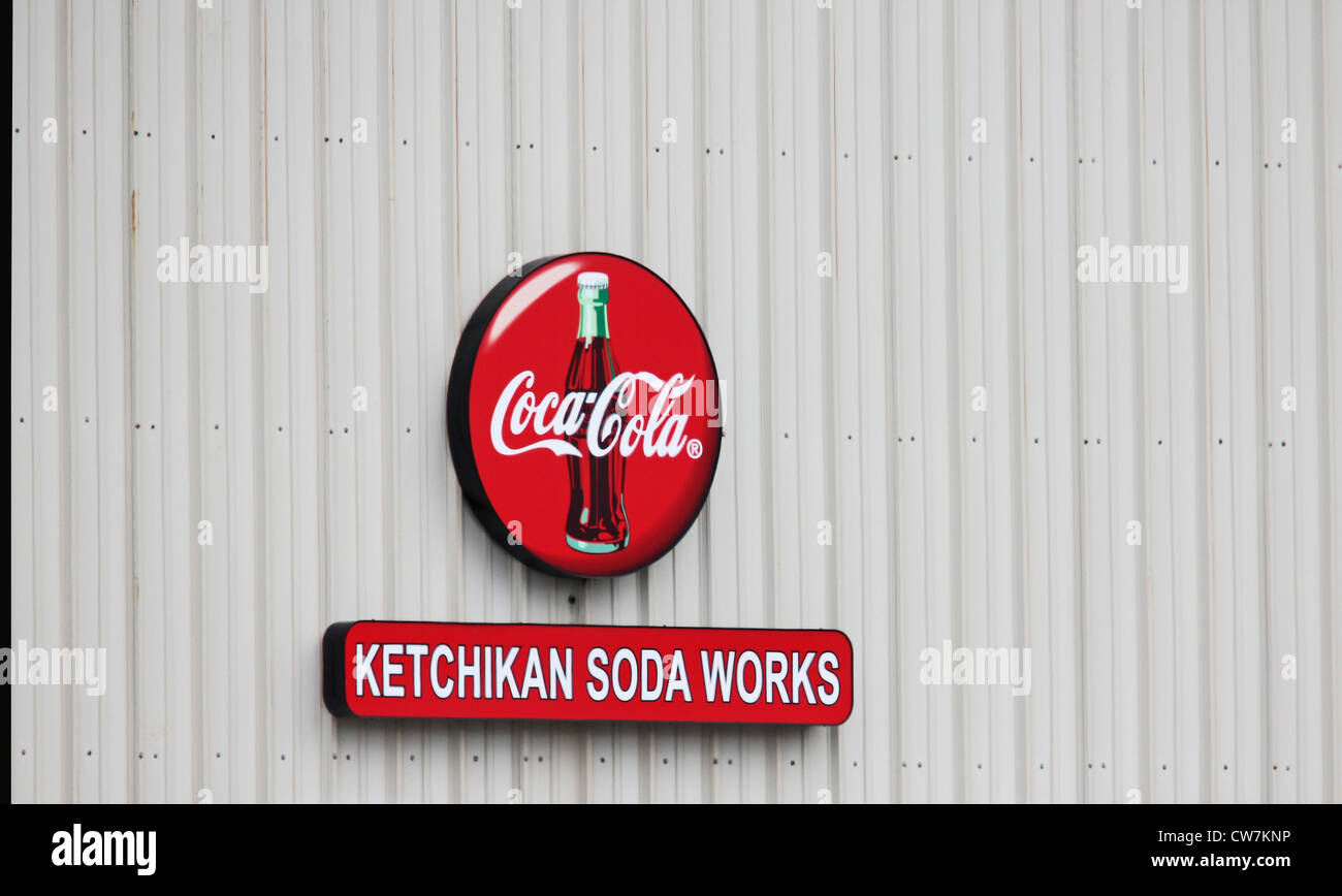 A Coca-Cola sign on a building in Ketchikan Alaska Stock Photo - Alamy