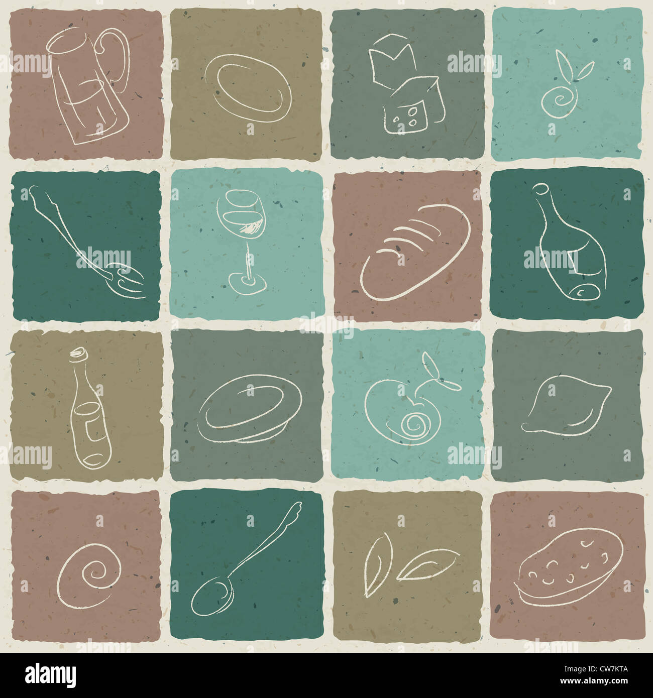 Restaurant icons tiled retro background Stock Photo - Alamy