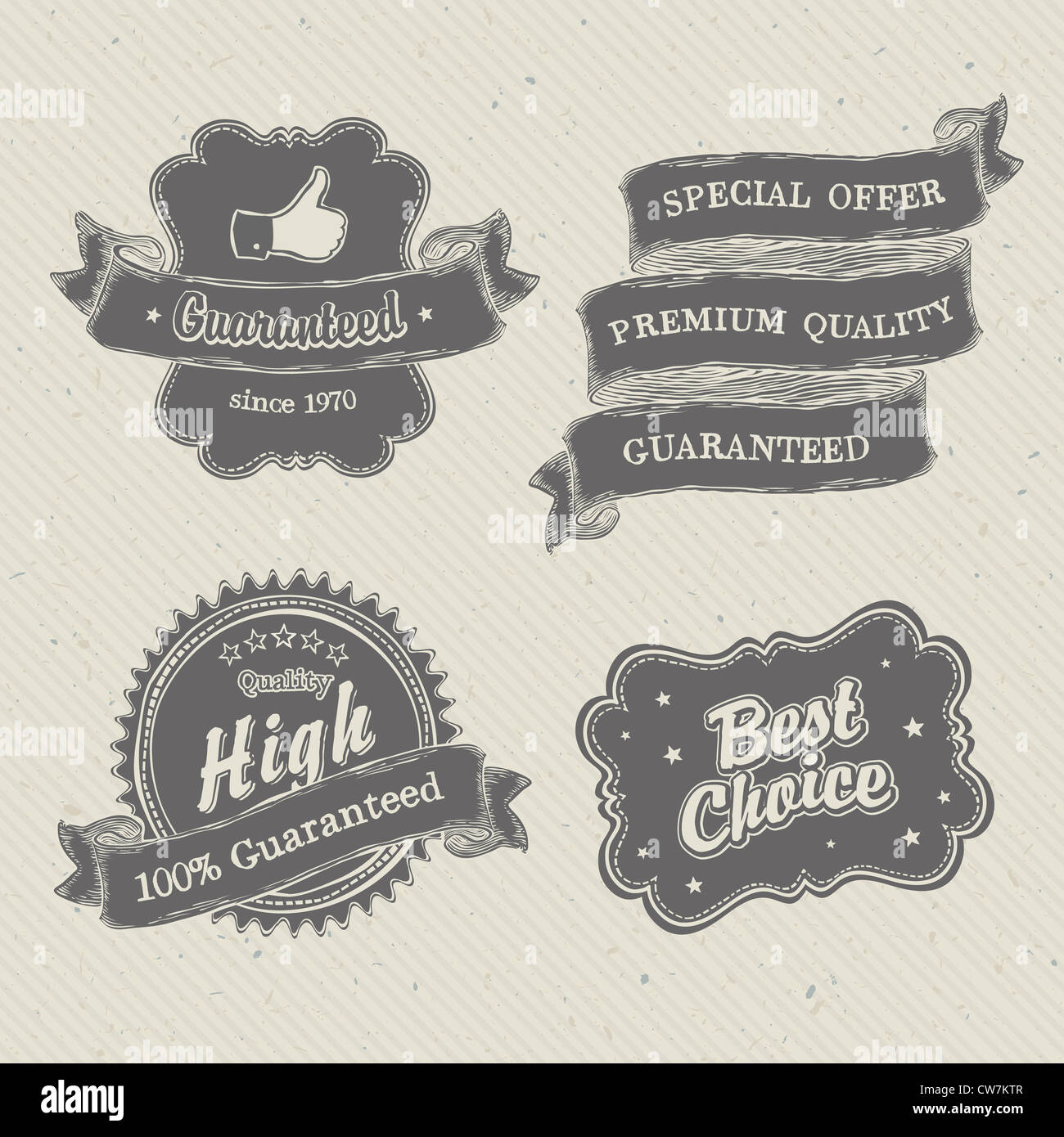 Vintage hand-drawn labels collection on textured paper Stock Photo - Alamy