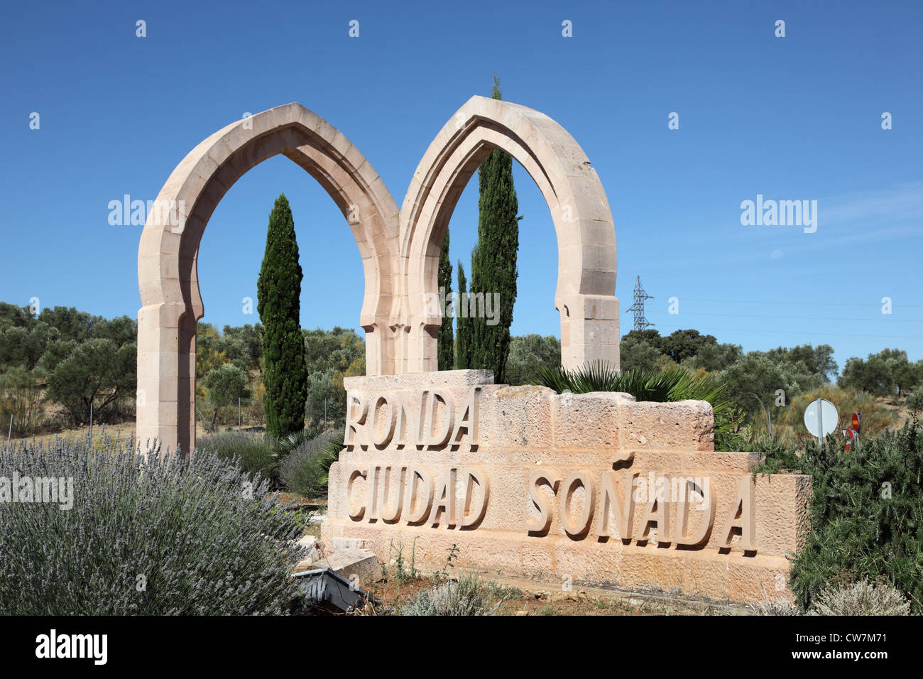 Arch at a roundabout in Ronda, Andalusia Spain Stock Photo - Alamy