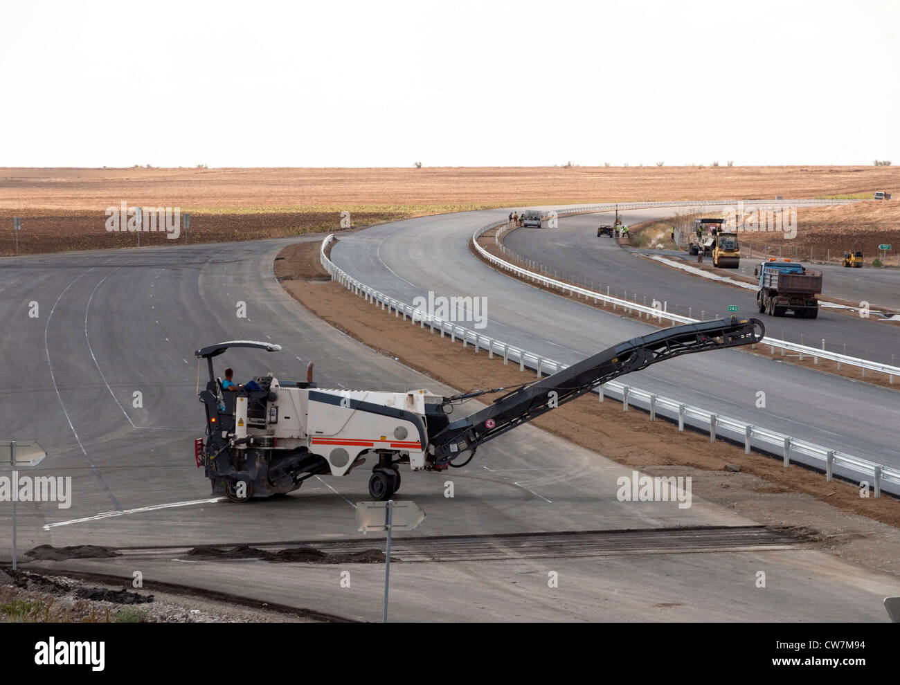 Support activities for the construction of a highway. Road under ...