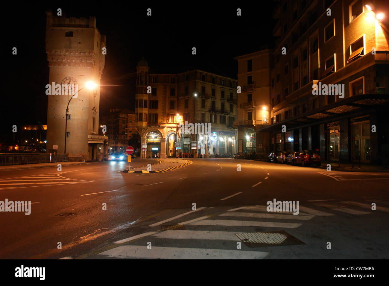 Streets at night in Italy Liguria Stock Photo - Alamy