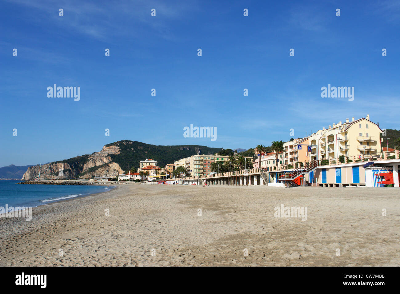 Coast of Finale Ligure /Finalpia Riviera seen from a boat Stock Photo ...