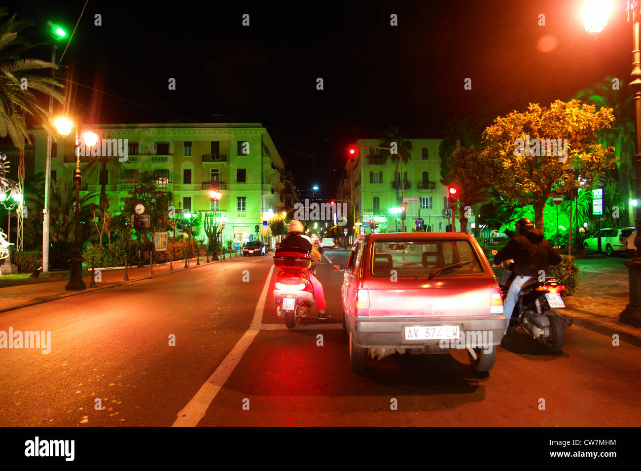 Streets at night in Italy Liguria Stock Photo - Alamy