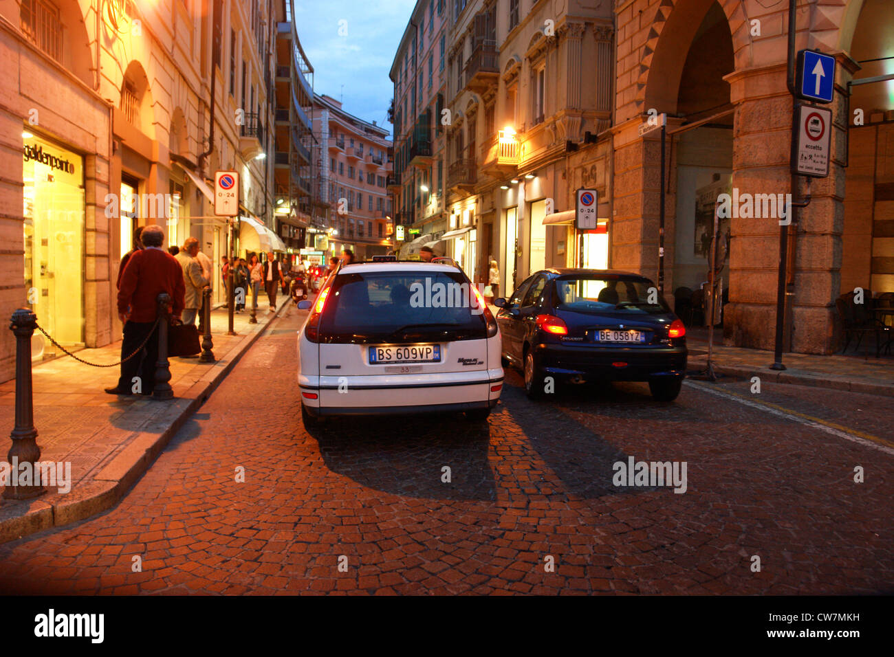Streets at night in Italy Liguria Stock Photo - Alamy