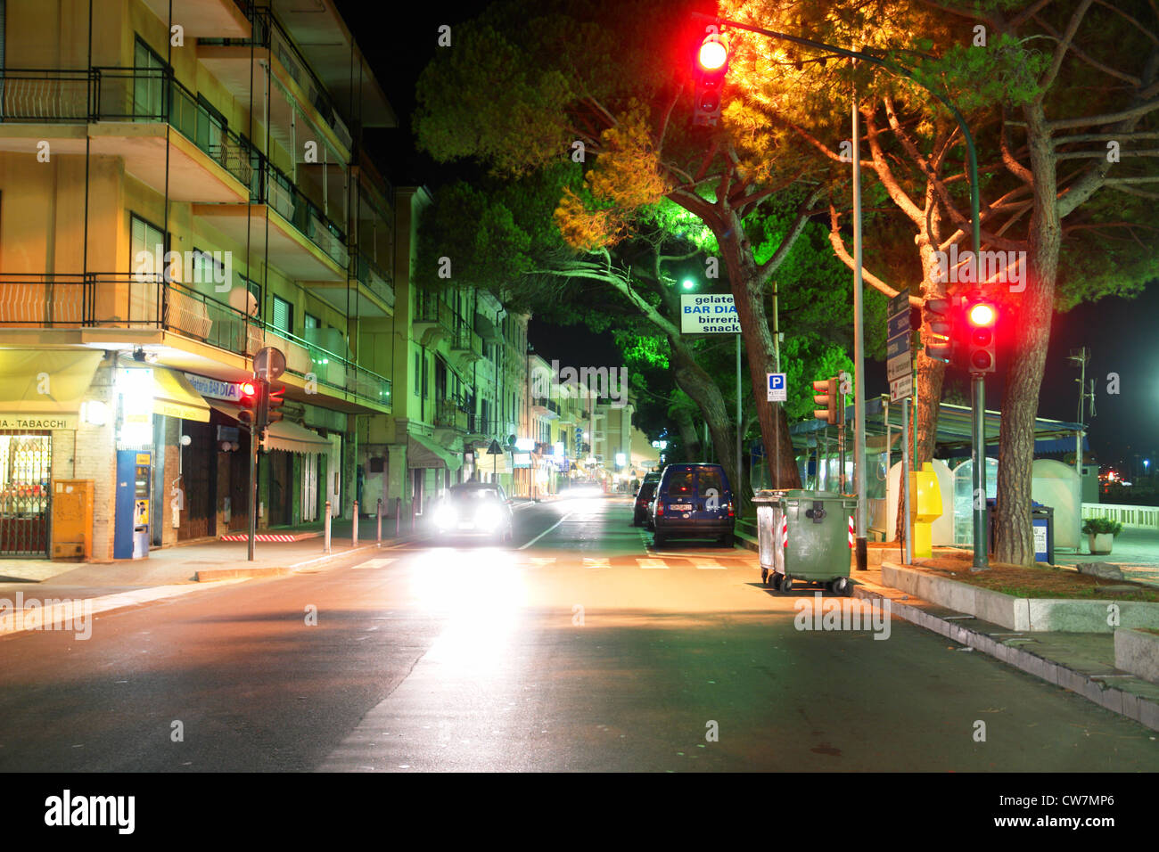 Streets at night in Italy Liguria Stock Photo - Alamy