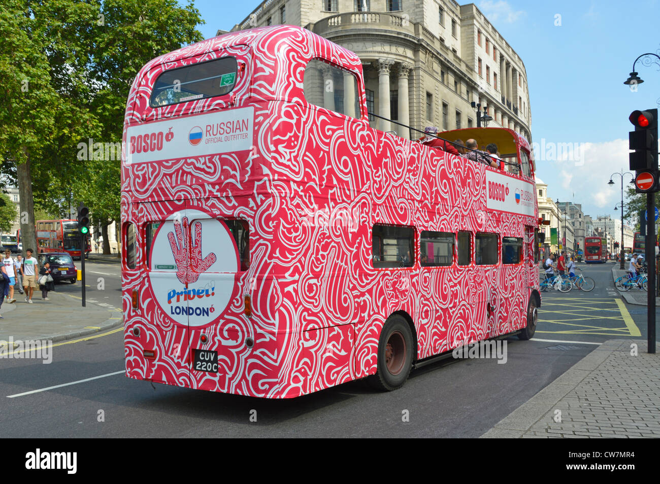 London routemaster bus decorated in Russian Olympic teams official ...